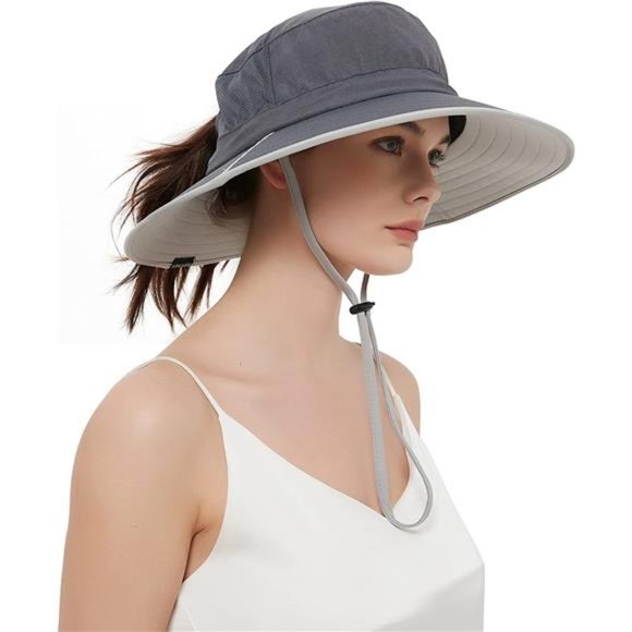 Accessories | Sun Hat For Menwomen 2 Dark Grey With Ponytail Hole ...